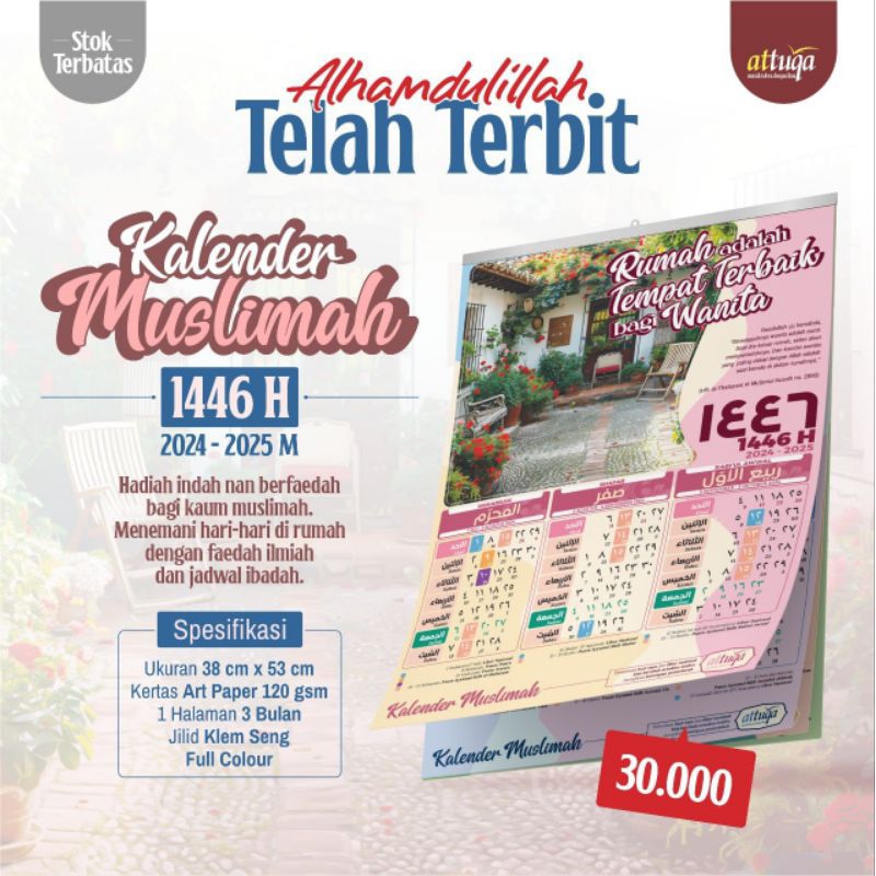 Jual Kalender Hijriyah Muslimah, Tadzkirah, Al Kayyis, Sakinah (meja), 1446 Hijriah 2024-2025 M ...