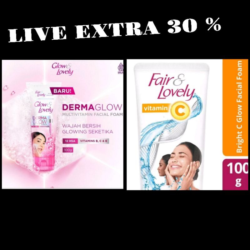 Jual glow and lovely/fair and lovely facial foam 100 gr ( LIVE EXTRA 30 ...