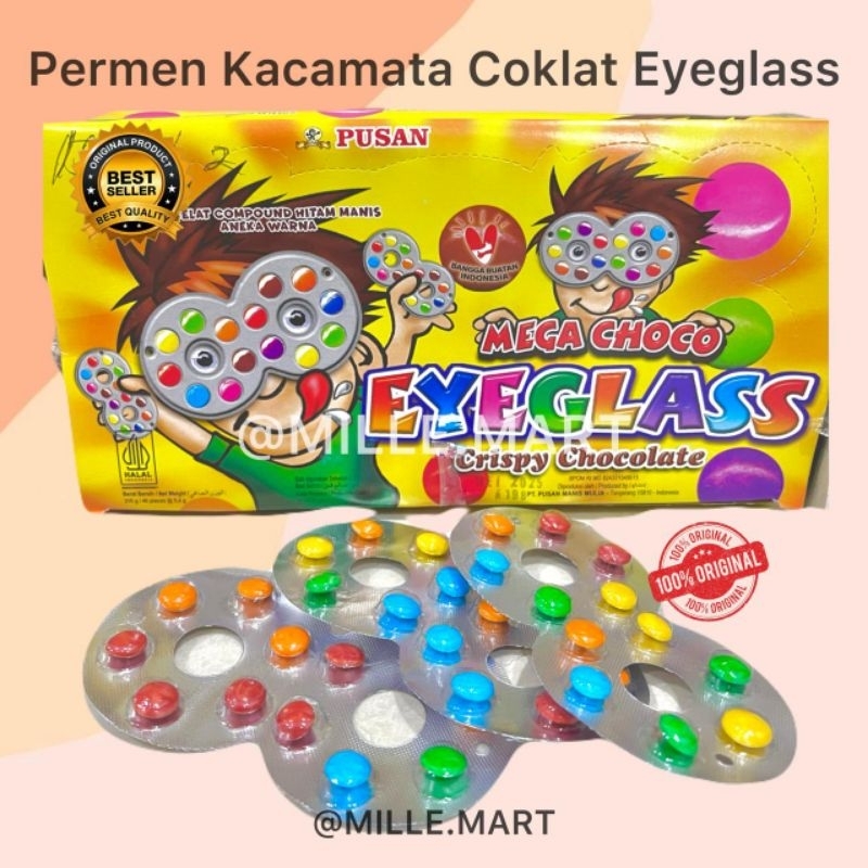 Jual [1 BOX ISI 40 PCS] EYEGLASS COKLAT PERMEN KACAMATA JADUL/ PERMEN ...