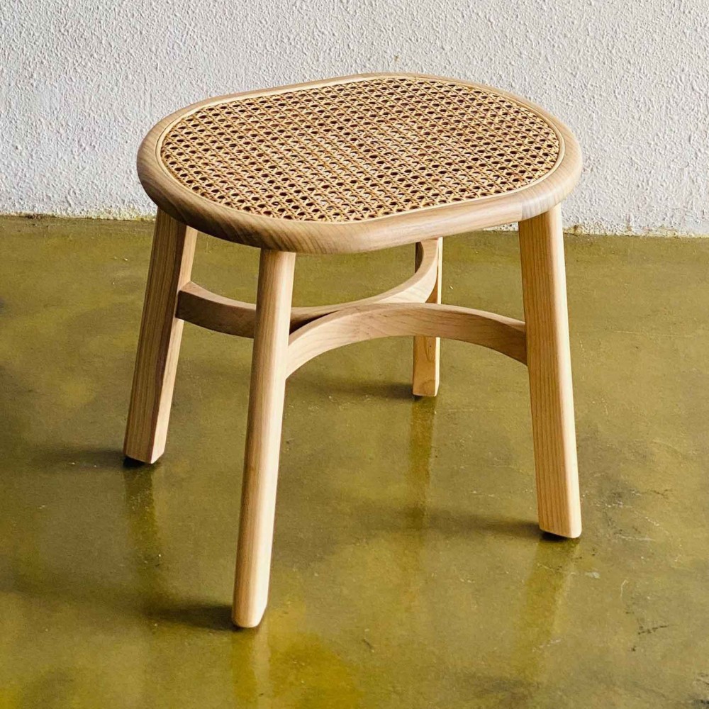 Jual Zaha Stool Kursi Bangku Stool Retro Kayu Rattan Base | Shopee ...