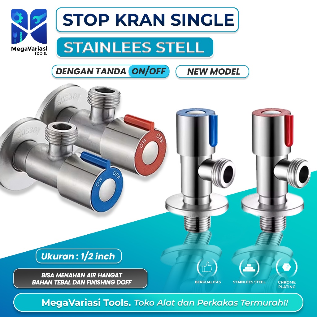 Jual Stop Kran Stainless Stopkran Closet Wastafel SS - Kran Shower 304 - Stop Valve - Stop Kran ...