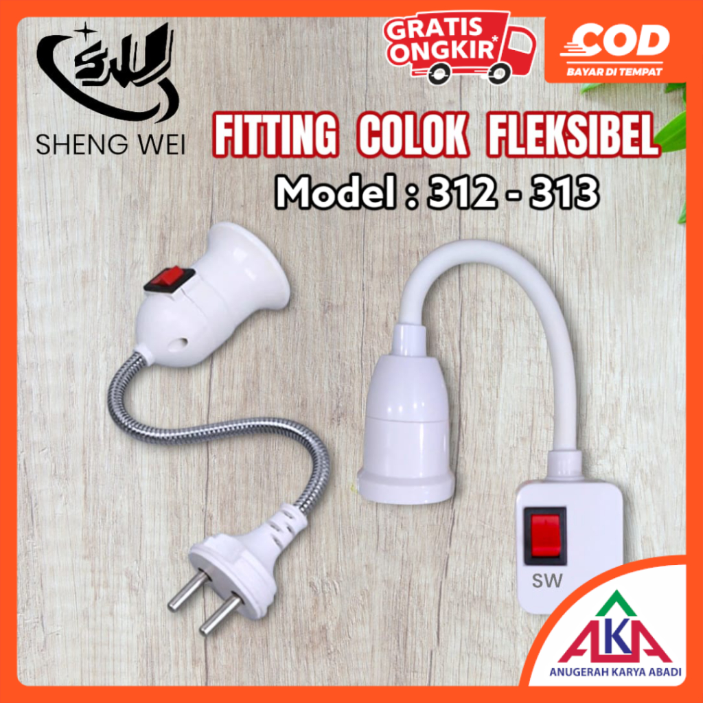 Jual SHENGWEI Fitting Lampu Colok Fleksibel Bohlam E27 Dilengkapi Saklar | Shopee Indonesia