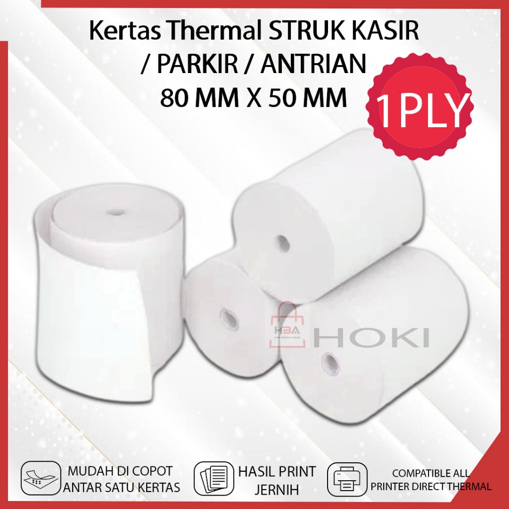 Jual Kertas Thermal STRUK Toko Nota Kasir 80 X 50 1PLY HVS Printer Resi ...