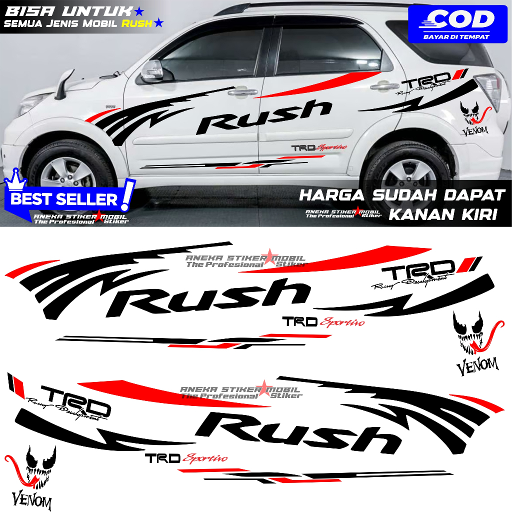 Jual Stiker Mobil Rush Model Venom Stiker Cutting Rush S TRD Sportivo ...