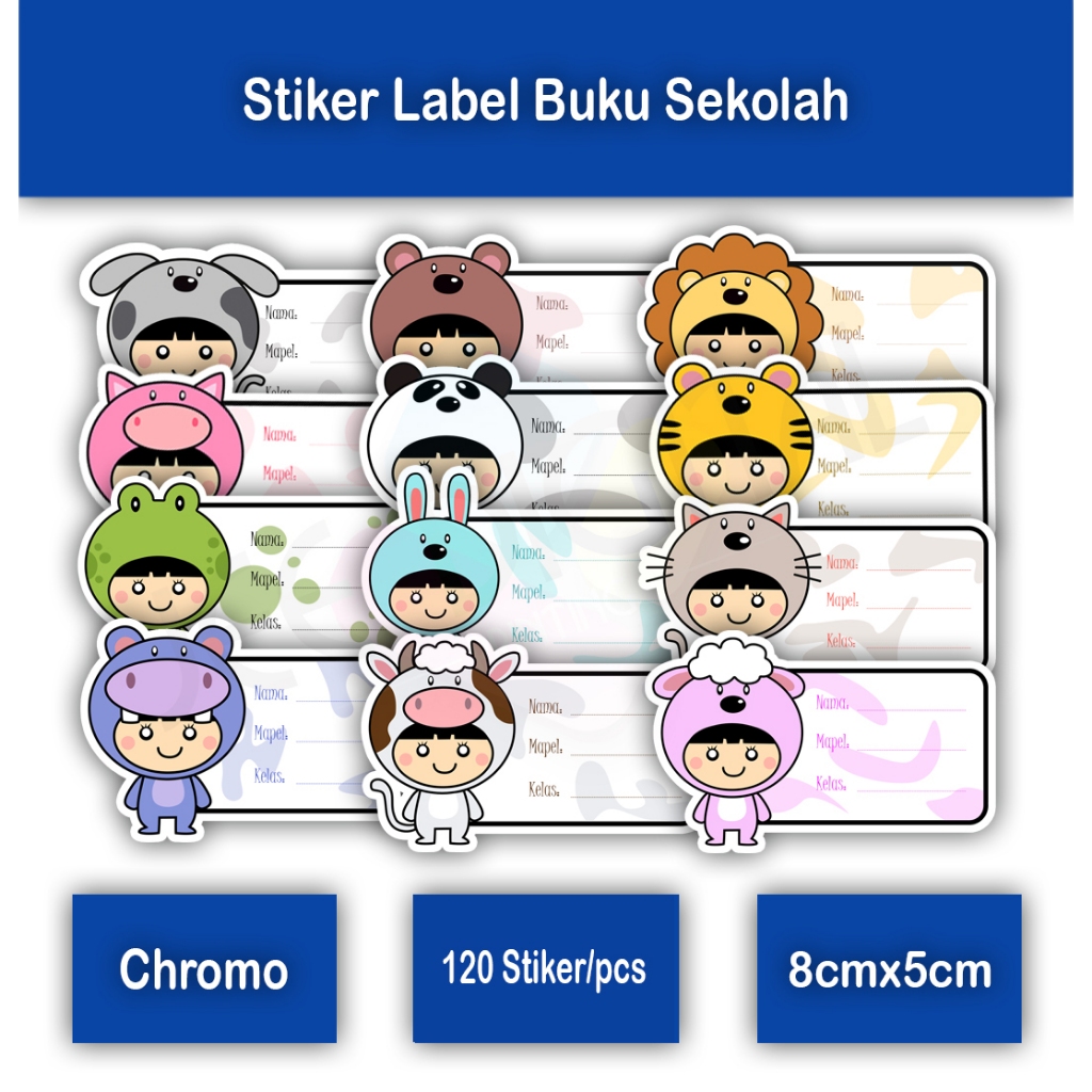 Jual Sticker Mapel Buku Sekolah Anak set hewan Lucu isi 120pc | Shopee ...