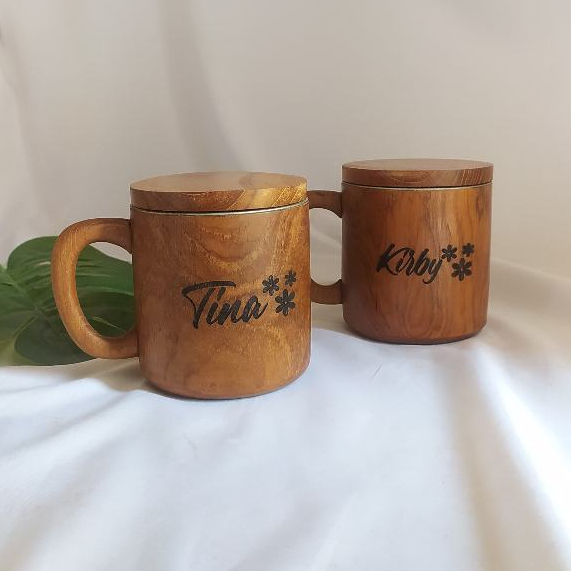 Jual Gelas, cangkir, mug kopi kayu jati ukuran sedang Jinawi woodcraft ...