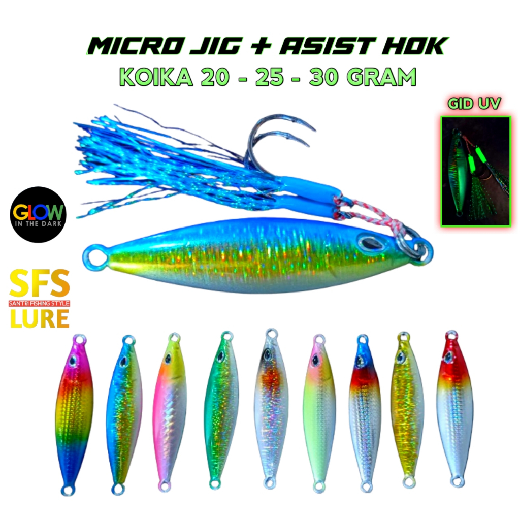 Jual Metal jig 1 set micro jig 20gram 25gram 30gram metal jig plus kail koika Siap pakai fre ...