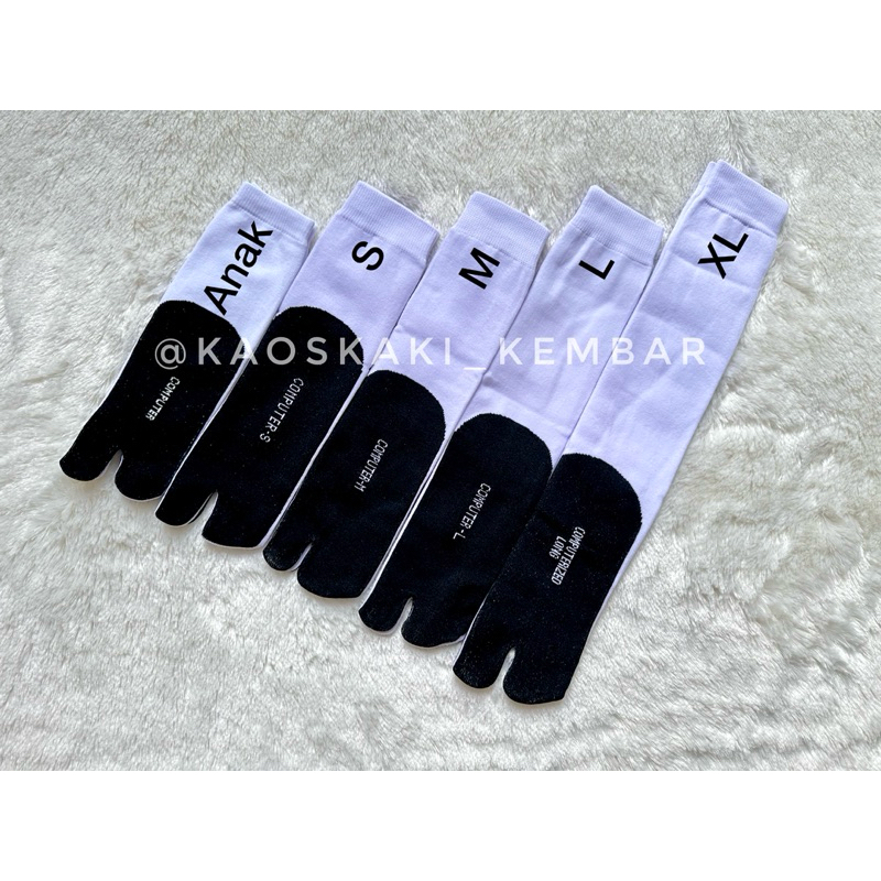 Jual SATU PASANG Kaos Kaki Jempol Nylon PUTIH Telapak Hitam Computer ...