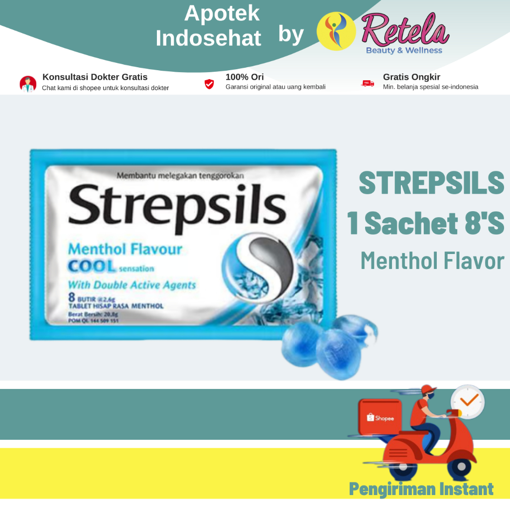Jual STREPSIL COOL POUCH ISI 8 TABLET HISAP | Shopee Indonesia