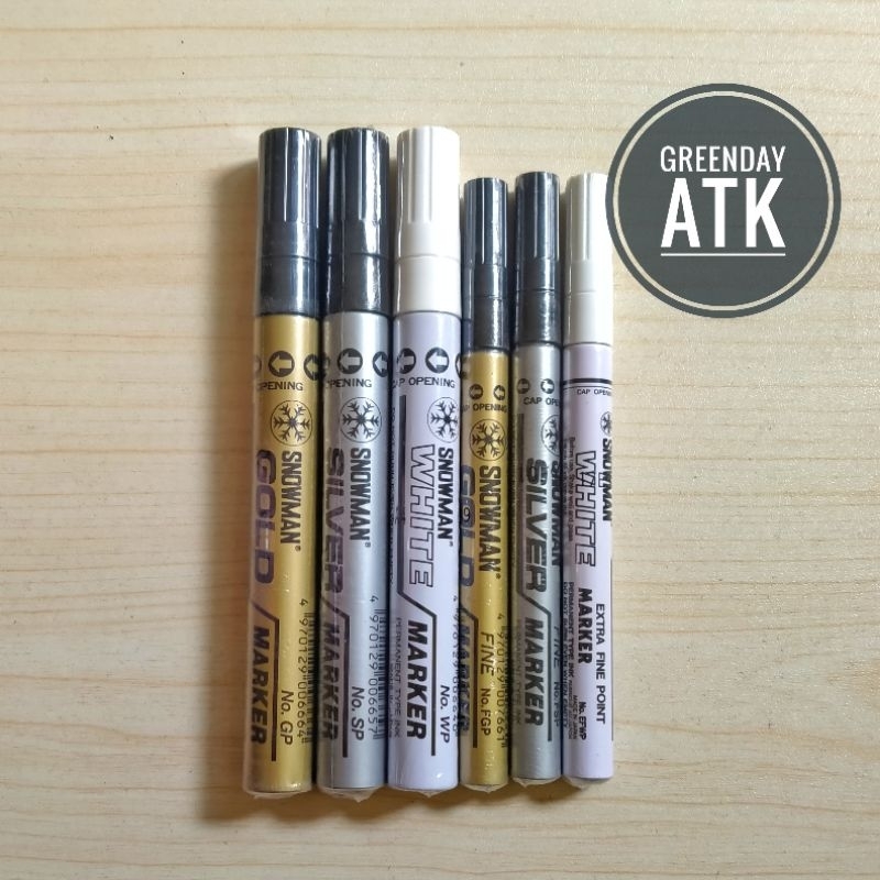 Jual Spidol SNOWMAN Gold / Silver / White Permanent Marker ( putih ...