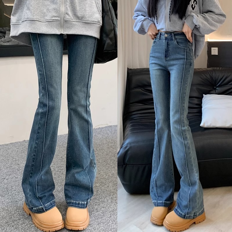 Jual COD Korea Skinny Cutbray Jeans Highwaist Celana Jeans Wanita Kekinian Seksi | Shopee Indonesia