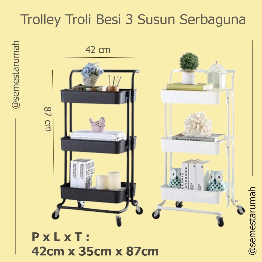 Jual RAK TROLLEY BESI 3 SUSUN / RAK DAPUR / RAK TROLI SERBAGUNA / RAK ...