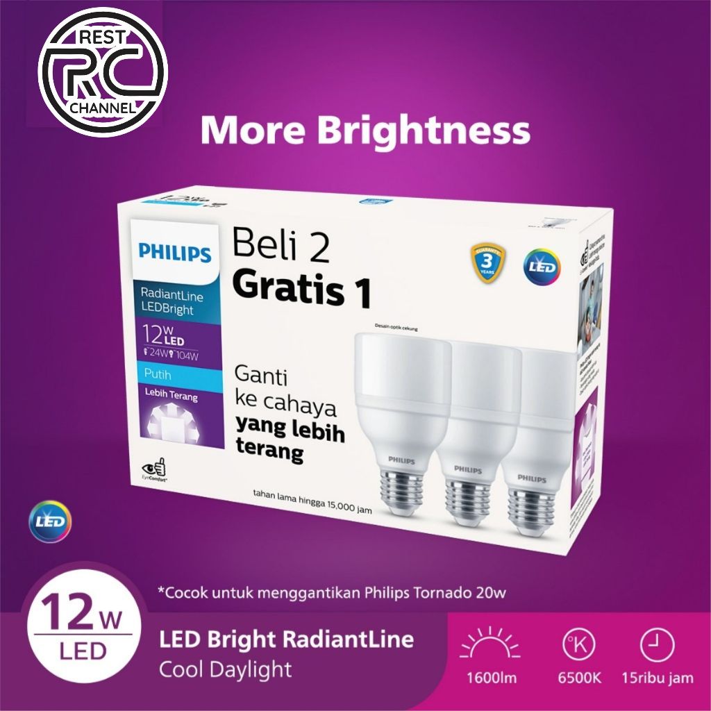 Jual Philips LED 12W RadiantLine Multipack LEDBright 12 Watt 12Watt (kemasan 2+1) | Shopee Indonesia