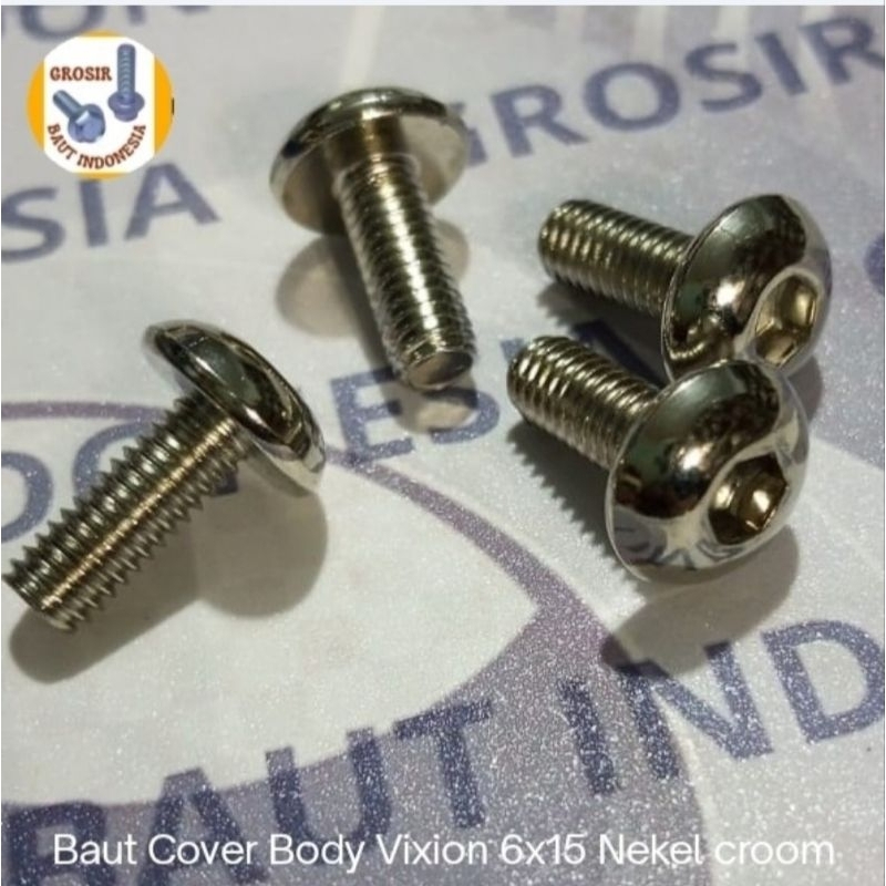 Jual Baut Cover Body Vixion 6x15 Nekel croom (paket 10pcs) | Shopee ...