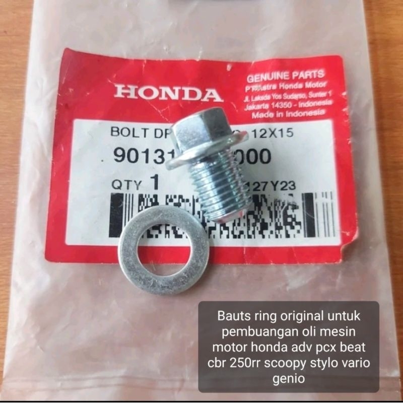 Jual BAUT DAN RING ORIGINAL UNTUK PEMBUANGAN OLI MESIN MOTOR HONDA ADV ...