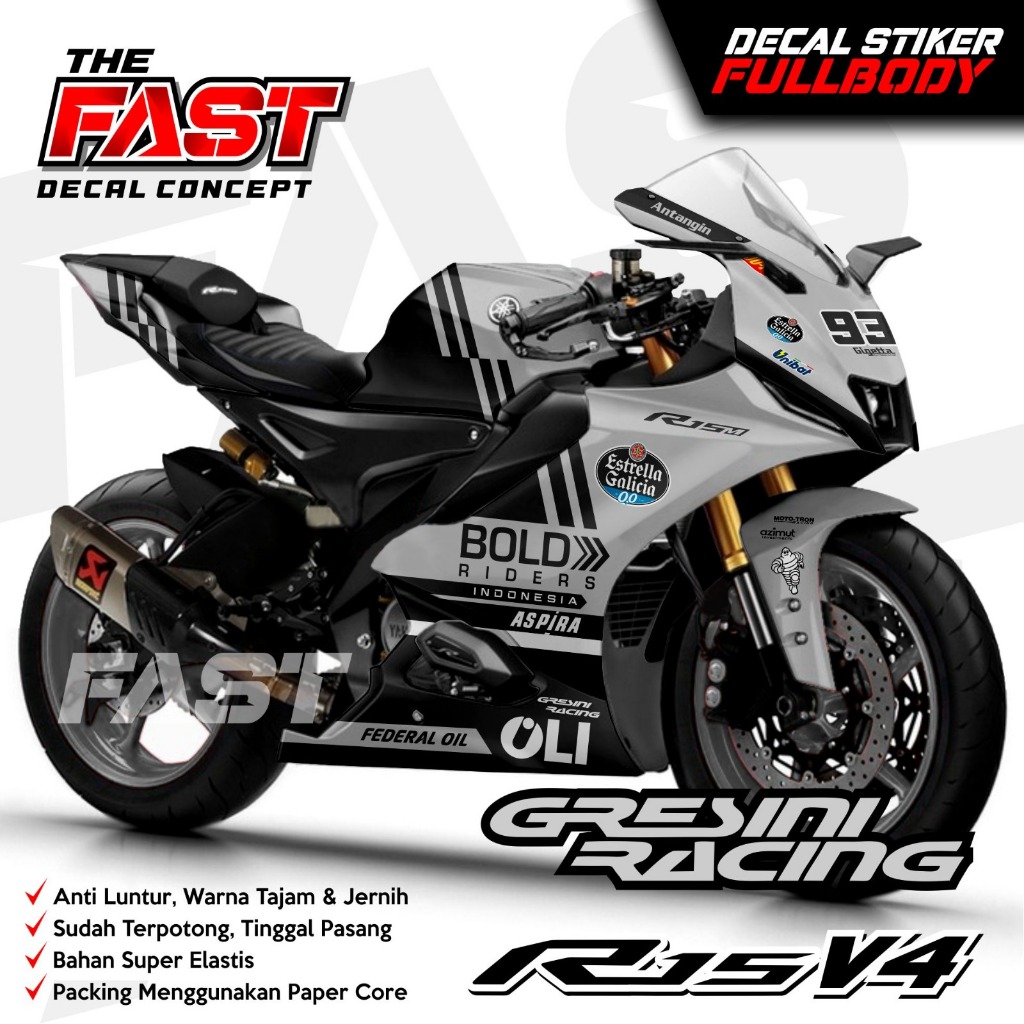Jual decal R15 V4 stiker decal motor sticker yamaha R15 fullbody yamaha ...
