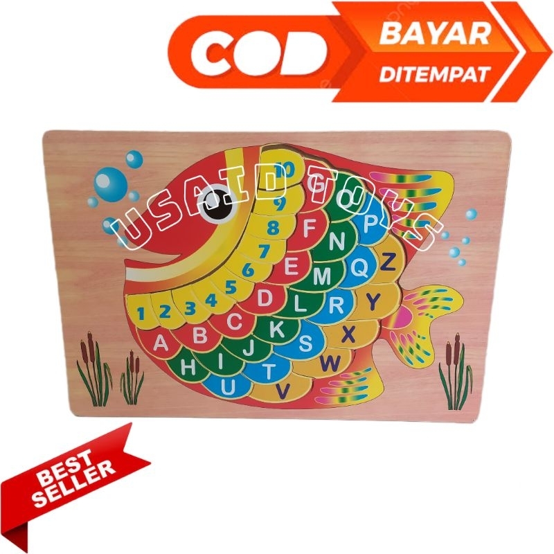 Jual Mainan puzzle Edukasi Anak Puzzle Ikan Huruf | Shopee Indonesia