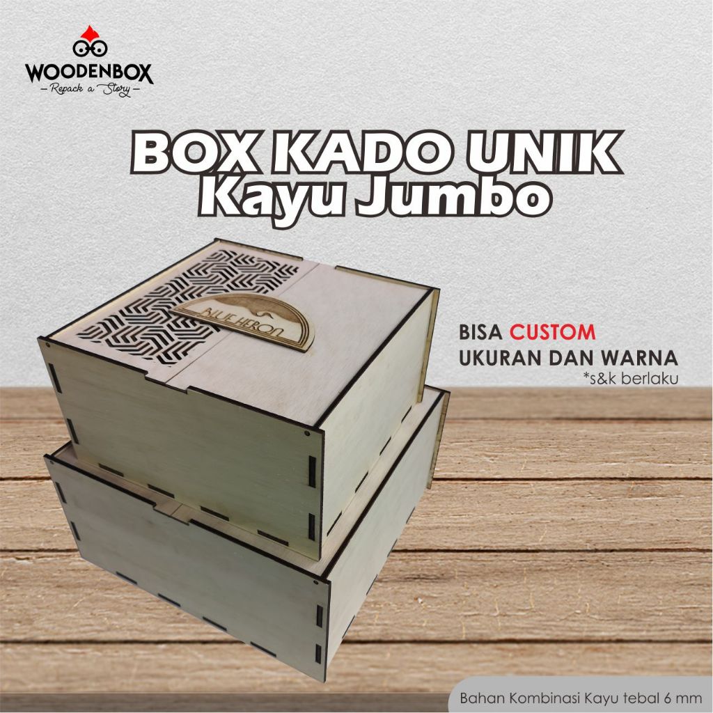 Jual Box Hadiah Kayu Motif Ukuran Jumbo Bisa Req Logo | Shopee Indonesia