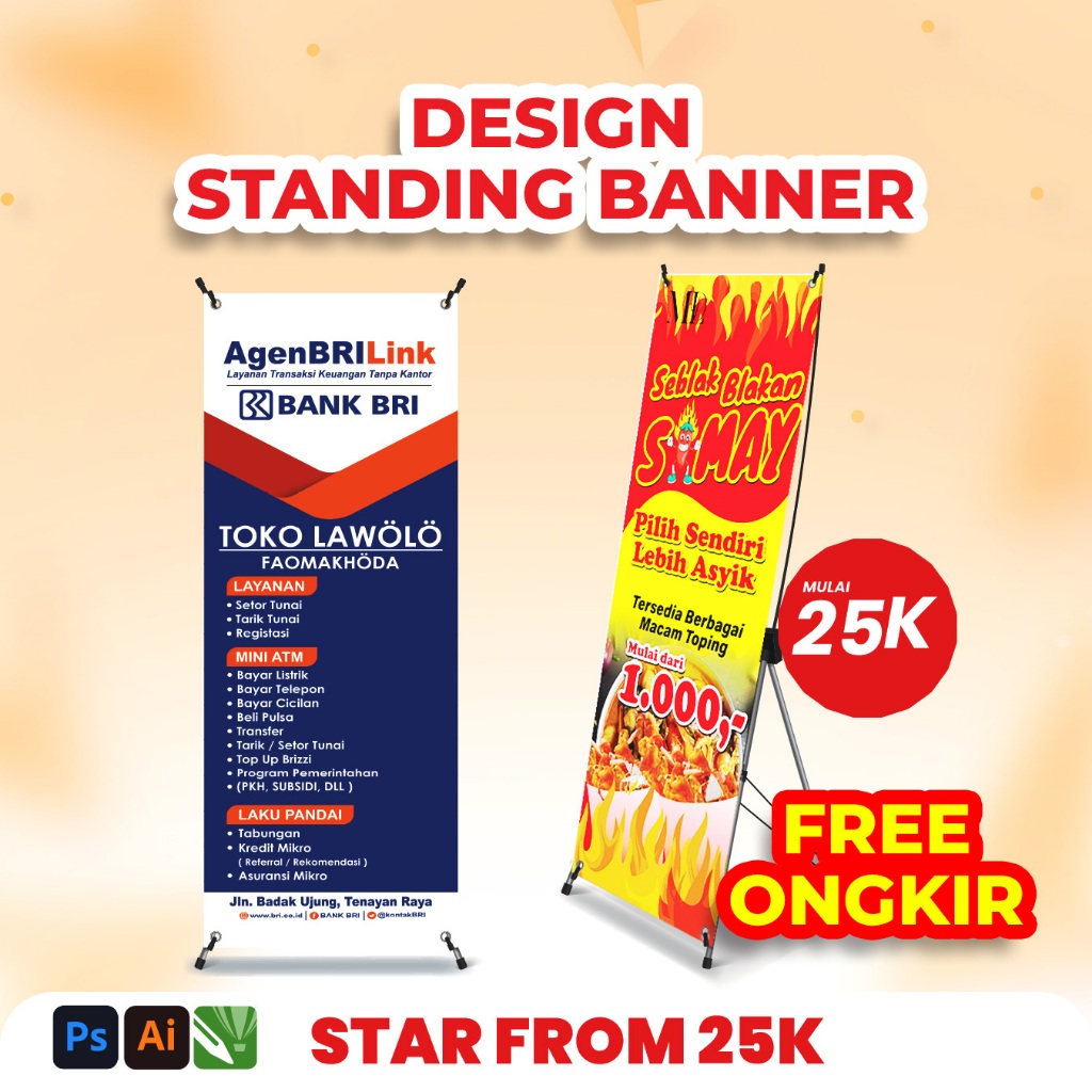 Jual Design dan Cetak Standing Banner /X banner/ Display banner/ Y ...