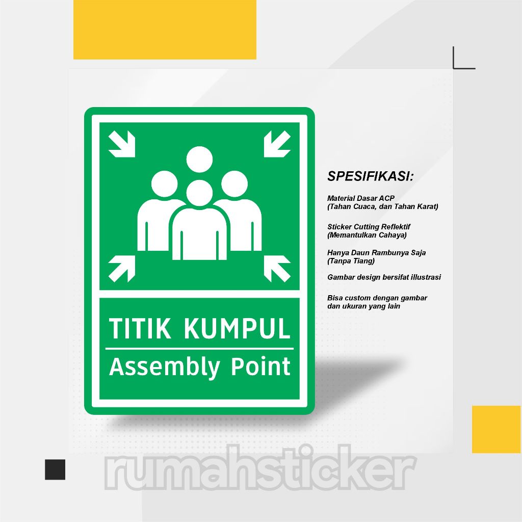 Jual [RS] DAUN RAMBU TITIK KUMPUL ASSEMBLY POINT Uk. 60 x 80 Cm PLAT ...