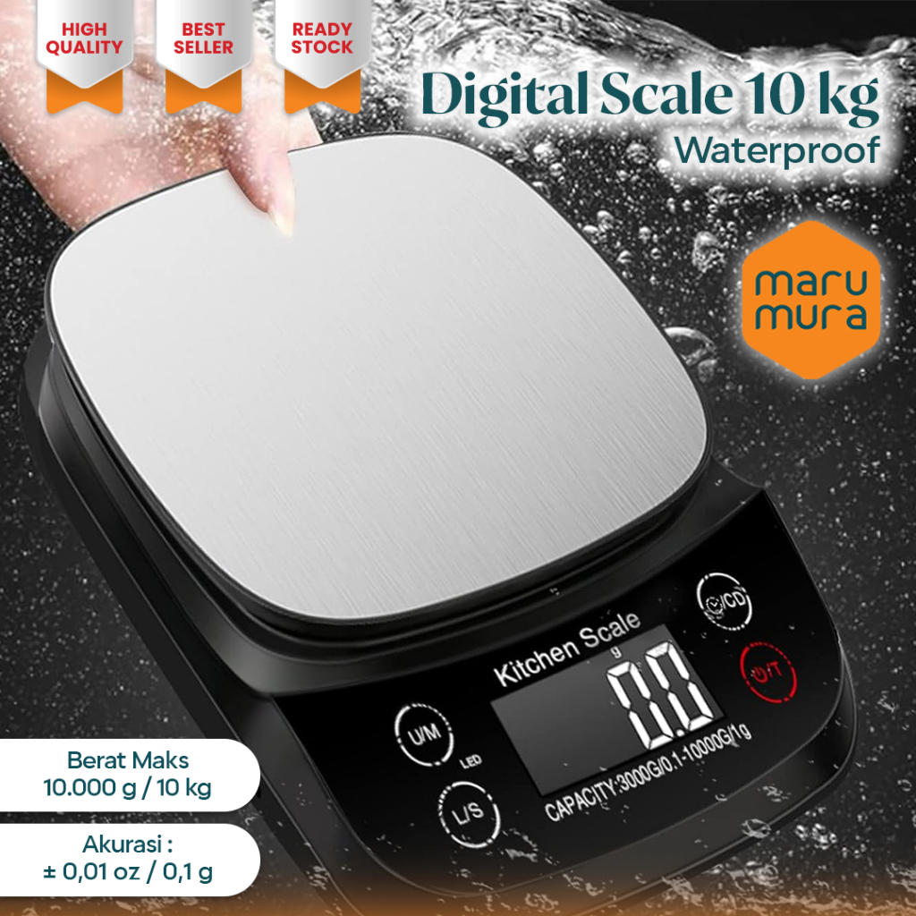 Jual Marumura Digital Kitchen Scale Waterproof | Timbangan Dapur Tahan ...