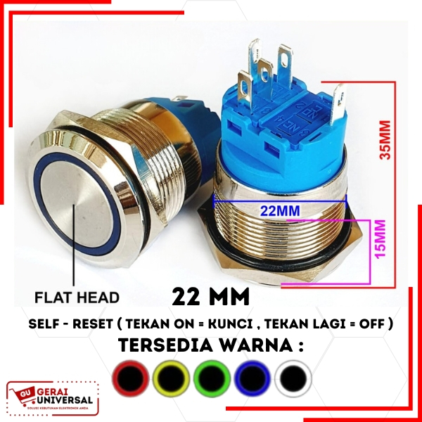 Jual Saklar On Off Stainless Metal Push Button Switch 12mm 16mm 19mm ...