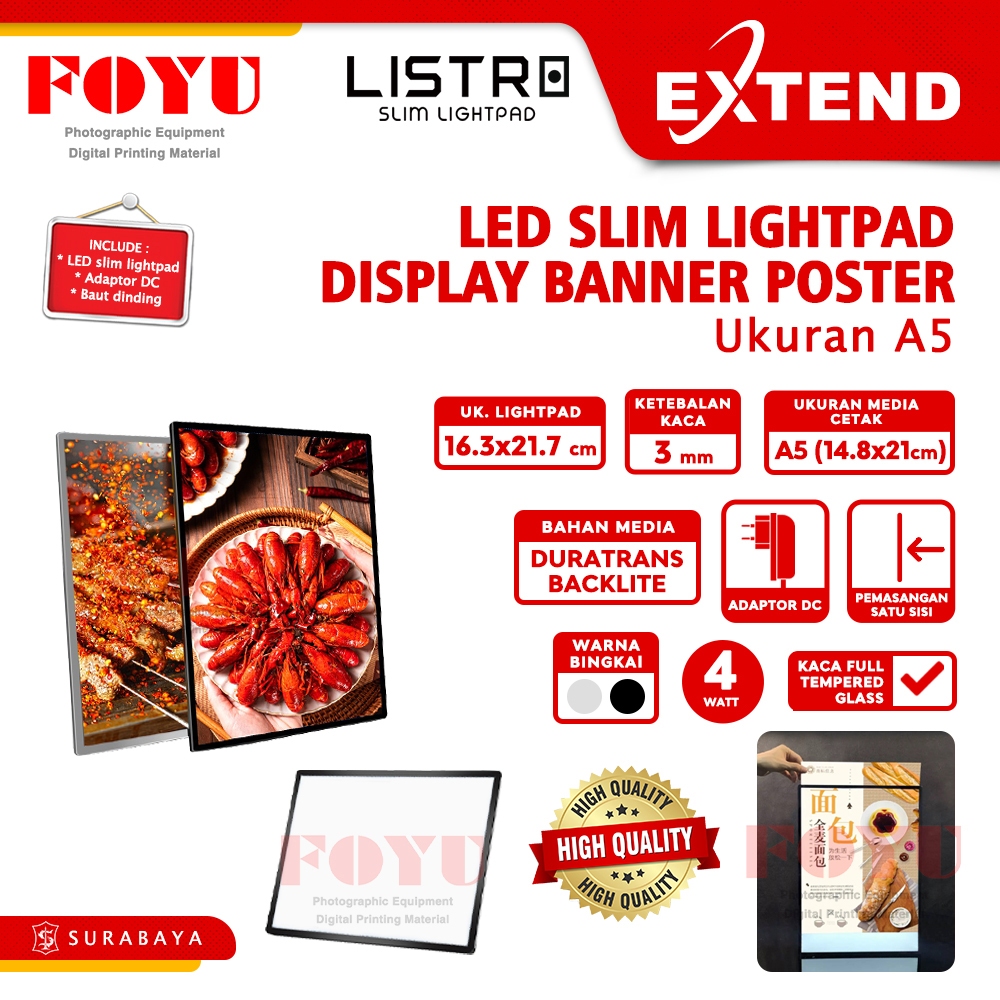 Jual LED Listro Slim Light Pad A5 Display Menu Papan Lampu Neon Box ...