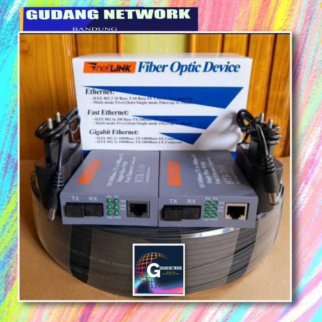 Jual Paket kabel fiber optik 125M 1 seling dan Sepasang NETLINK HTB ...