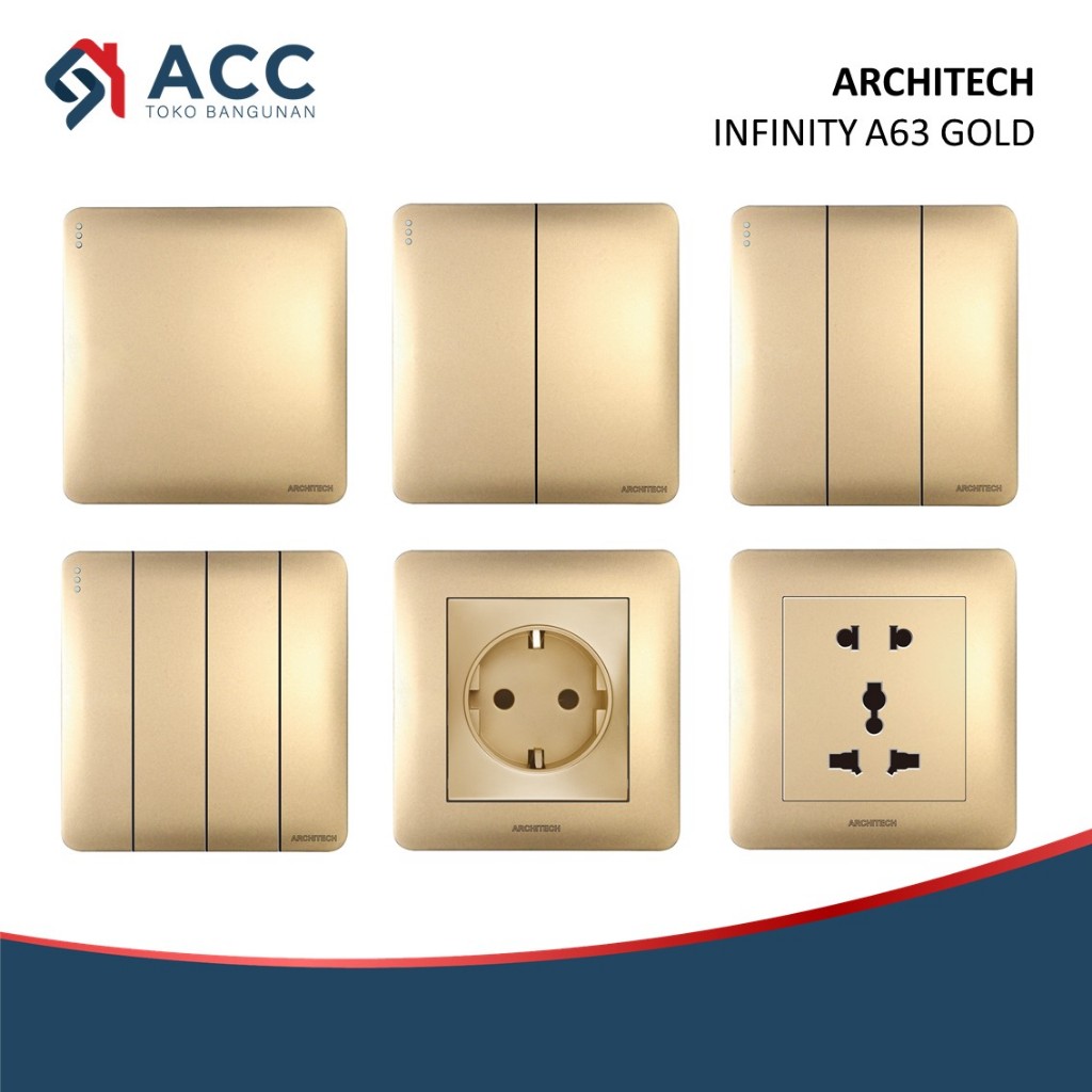 Jual ARCHITECH INFINITY A63 GOLD SAKLAR STOP KONTAK FRAME | Shopee ...