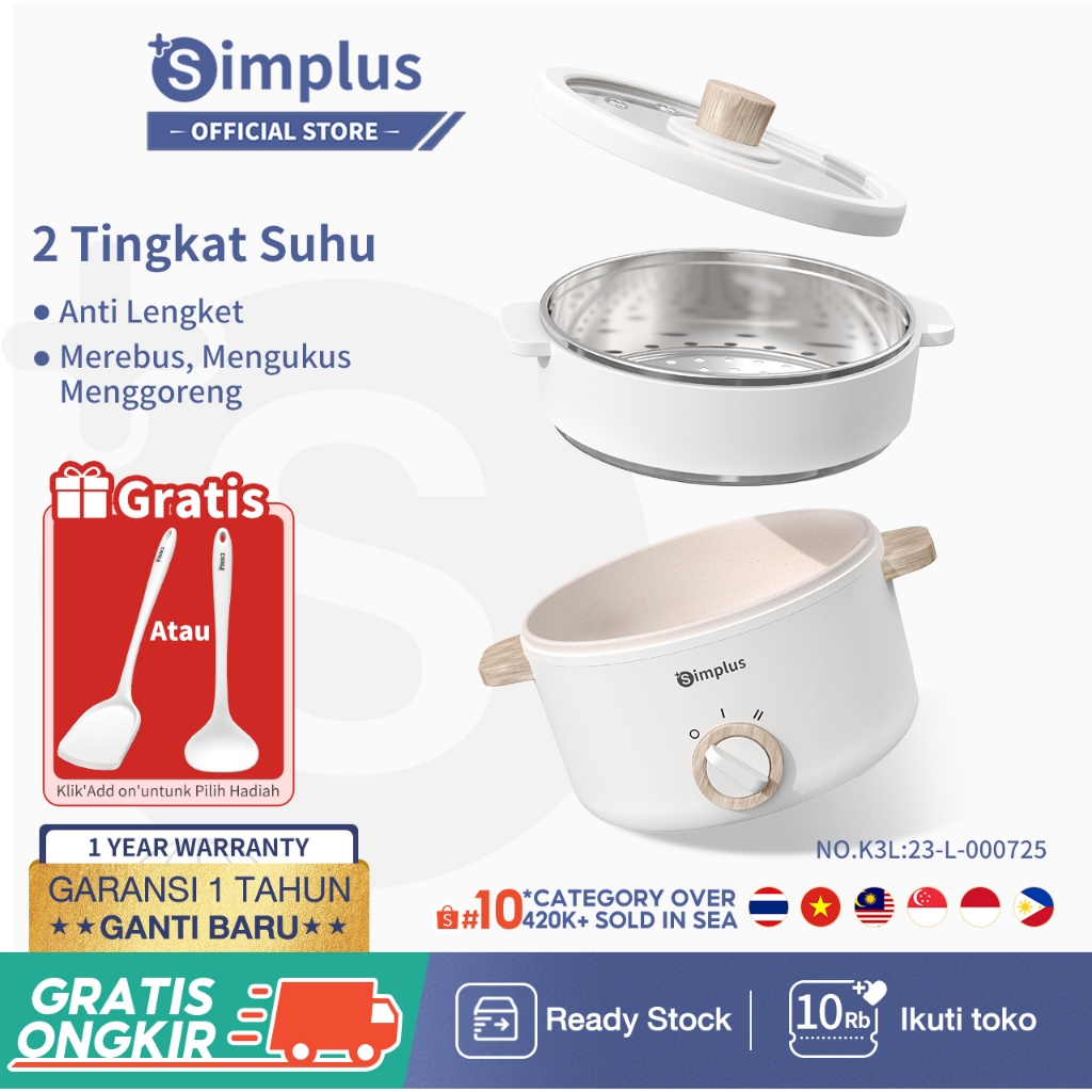 Jual Simplus Panci Listrik Low Watt 1.5L Kukusan Serbaguna Electric Pot ...