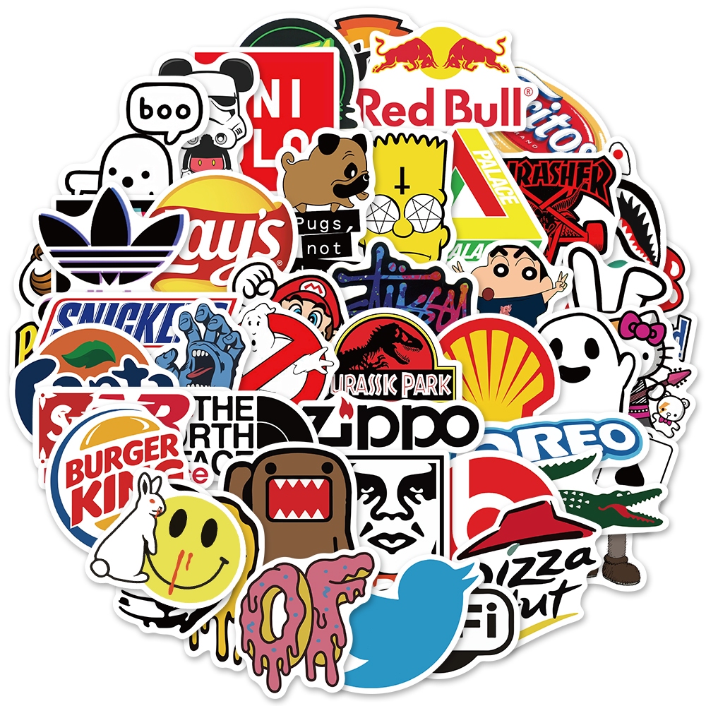 Jual 51 PCS GAYA Logo merek fesyen LUCU stiker untuk Buku Tempel/Buku ...