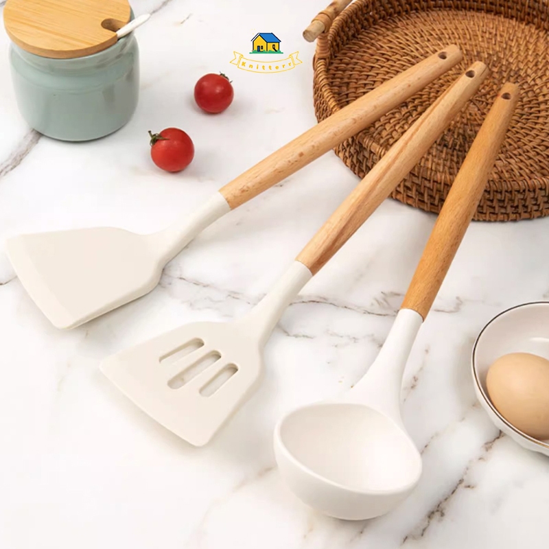 Jual Spatula Set Putih 3 PC Sutil Silicone GOHAPPY Alat Masak Silikon ...