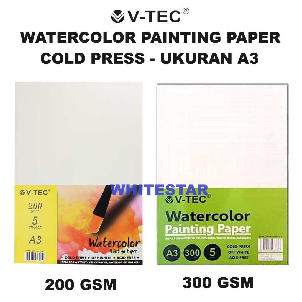 Jual kertas watercolor painting paper v-tec 200gsm / 300gsm cold press ...