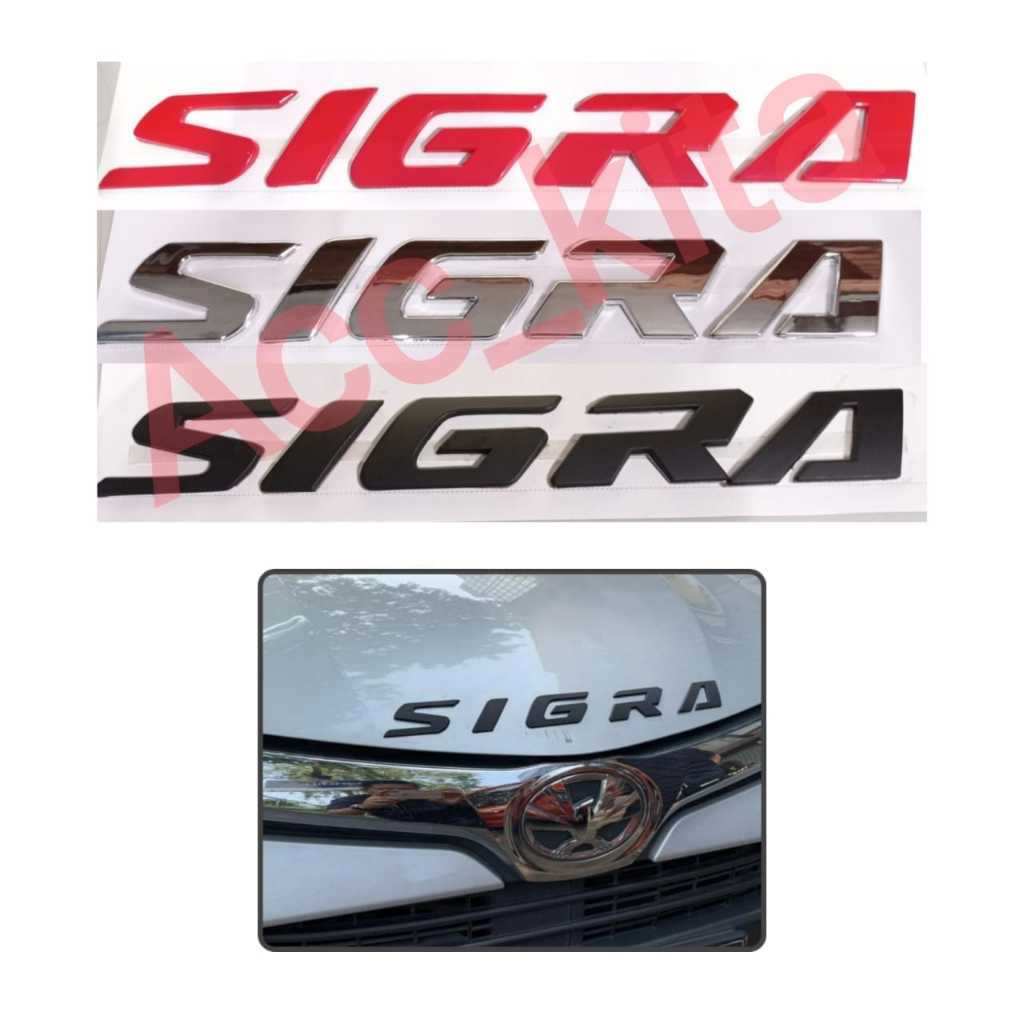 Jual (Acc) Stiker Emblem LOGO Kap Mesin SIGRA Hitam Merah Chrome ...