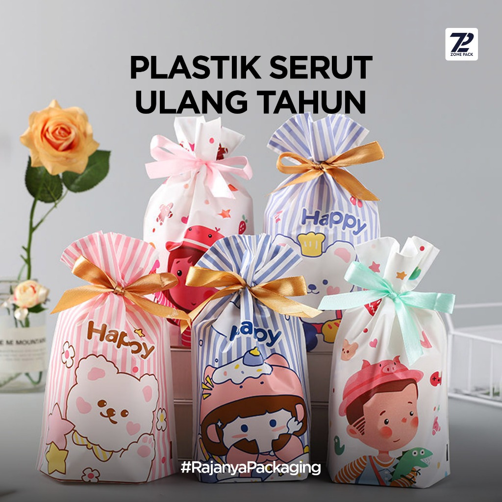 Jual Plastik Serut Ulang Tahun Anak | Plastik Packing Kue Serut Pita ...