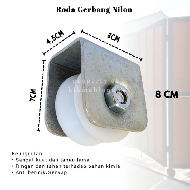 Jual roda pagar pintu besi nylon 8cm | roda nilon anti berisik | roda ...