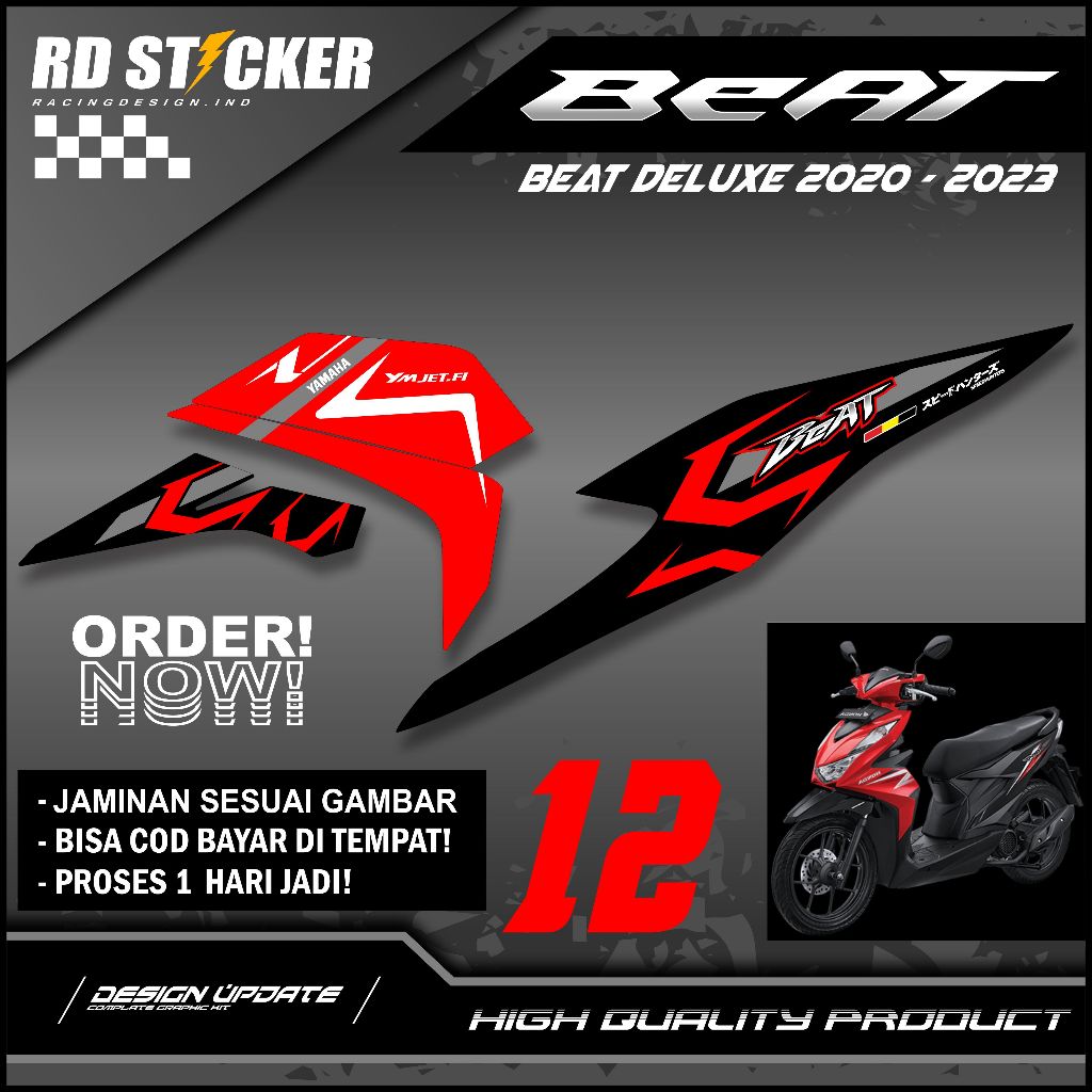 Jual STIKER MOTOR BEAT DELUXE MOTIF SIMPLE LIS STRIPING BEAT 2020 2021 ...