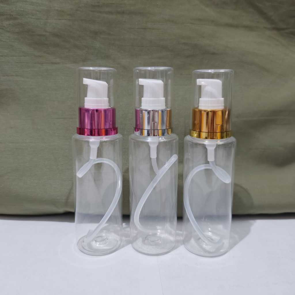 Jual BOTOL RF 100ML BENING CLEAR PUMP TREATMENT GOLD FULLCAP / BOTOL PUMP GOLD 100ML RF CLEAR ...