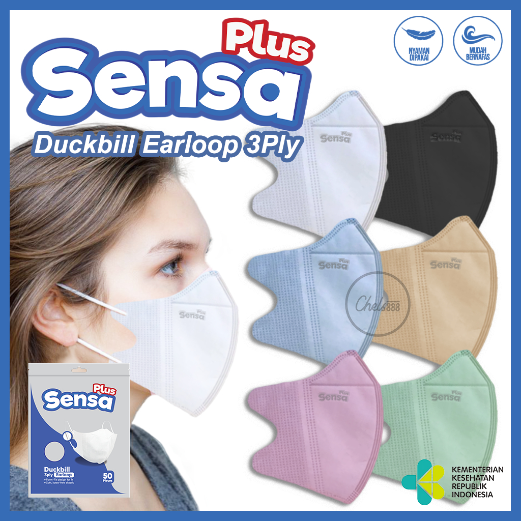 Jual Masker Duckbill 3ply Earloop Sensa Plus isi 50pcs | Shopee Indonesia