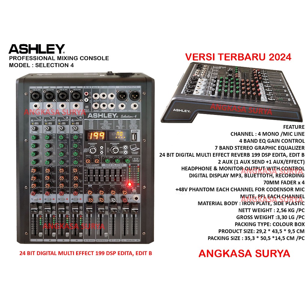 Jual Mixer Ashley Selection 4 Original / Mixer Audio Ashley Selection4 Effect Reverb 199 dsp ...