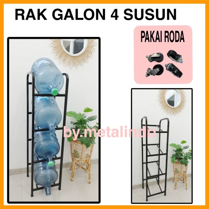 Jual Rak Galon 4 Susun Tempat Galon Besi Anti Karat Dengan Roda ...