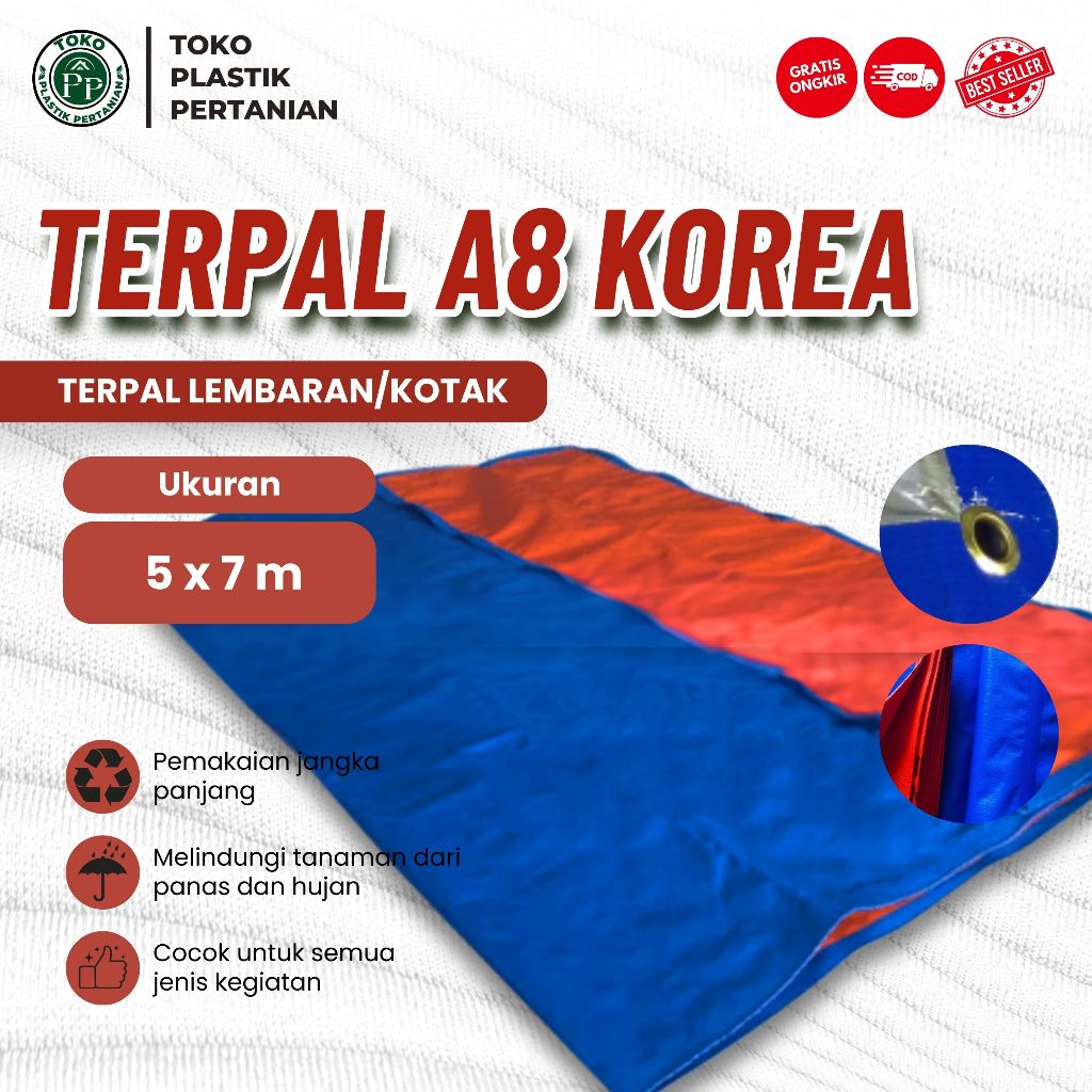 Jual Terpal Plastik Ukuran 5x7 Type A8 Biru Oren Korea Royal Diamond ...