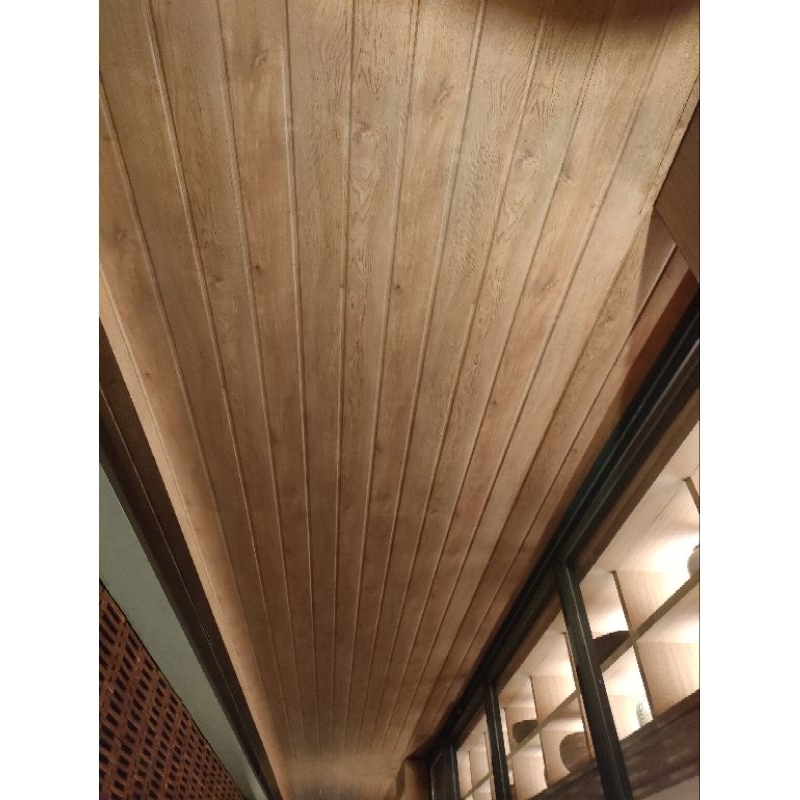 Jual Plafon PVC laminate serat kayu coklat muda Tebal 9mm Lebar 30cm ...