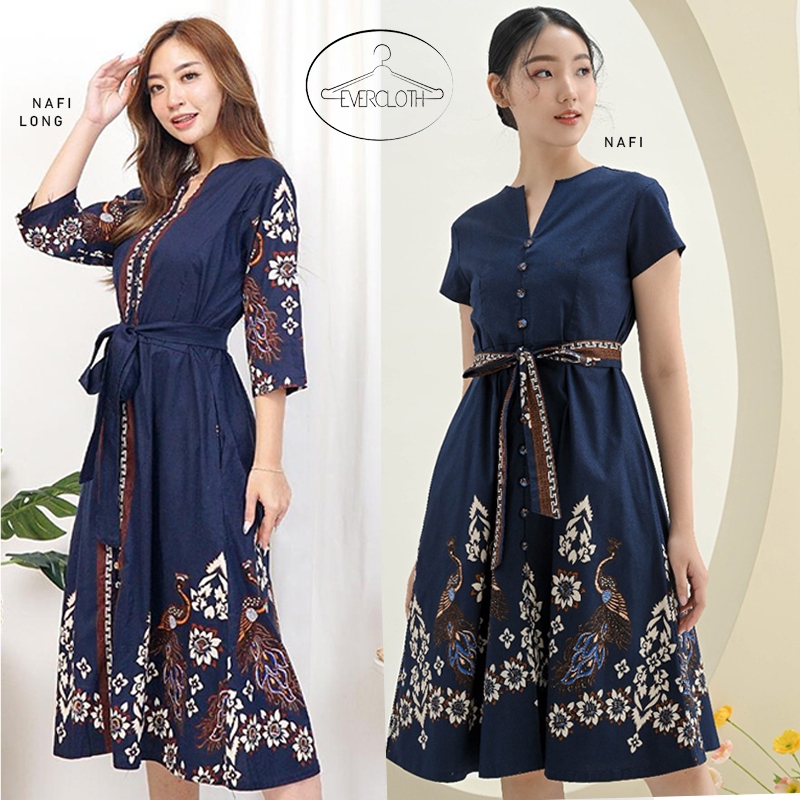Jual Evercloth Nafi Dress Batik Wanita Dress Wanita Batik Couple Dress ...