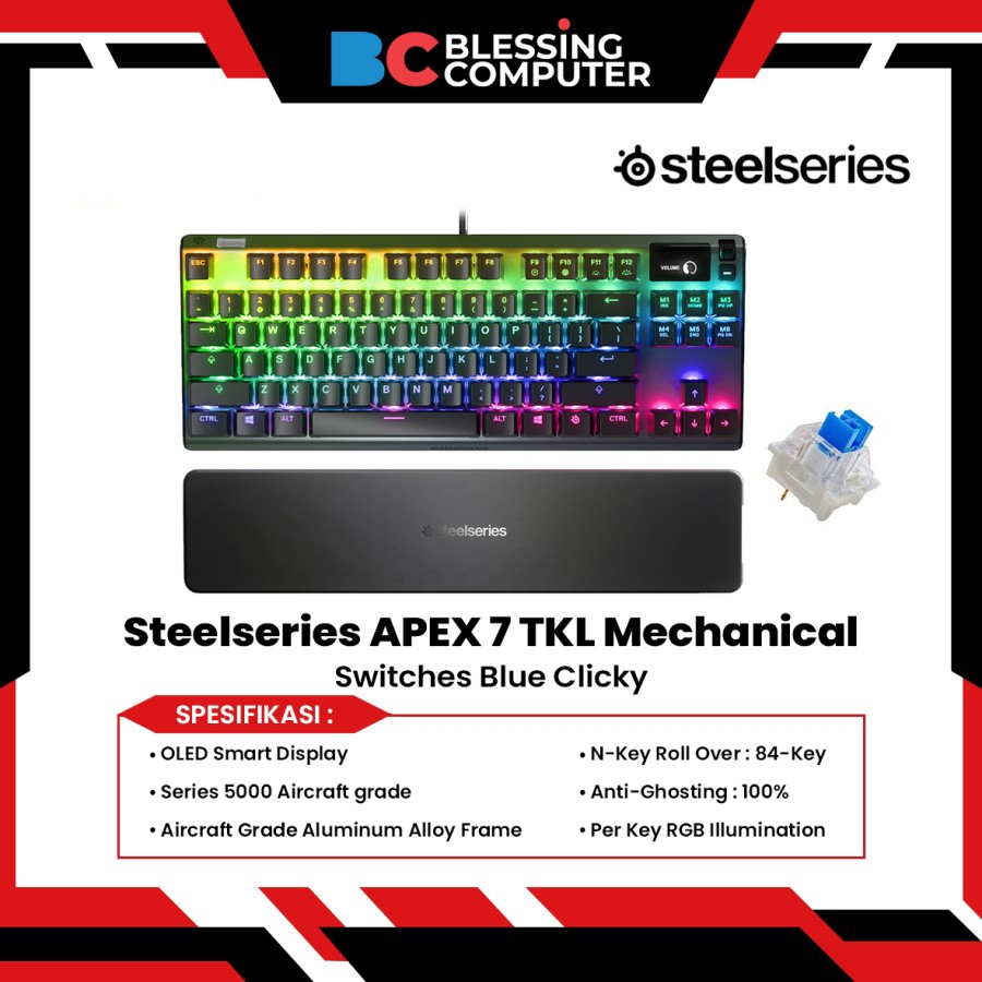 Jual Keyboard Gaming Steelseries APEX 7 TKL Mechanical Switches Blue ...