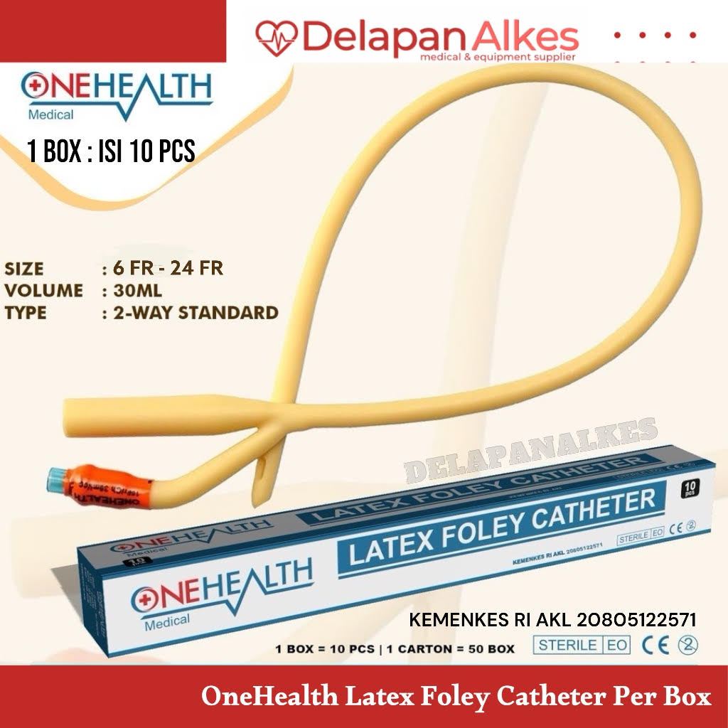Jual OneHealth Foley Catheter Latex 2 Way Per Box isi 10 Pcs Selang ...