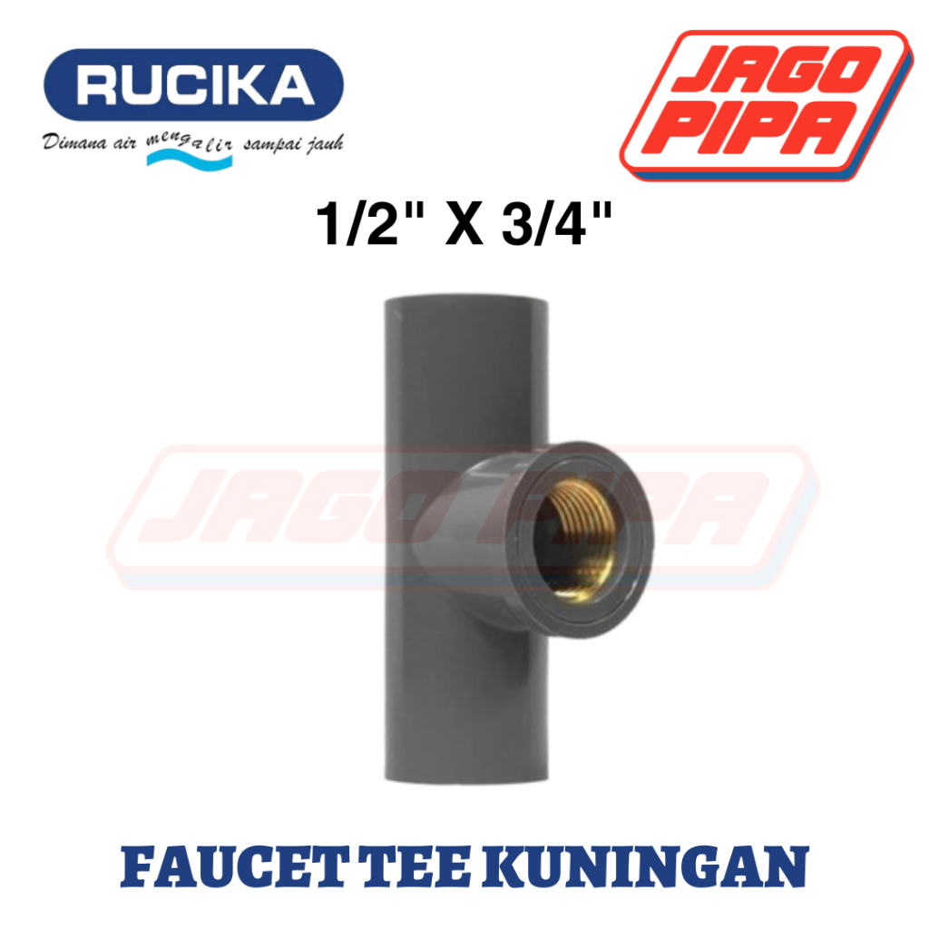 Jual Rucika Tee Drat Dalam Kuningan AW 1/2 x 3/4 Inch TDD Faucet Tee 1/ ...