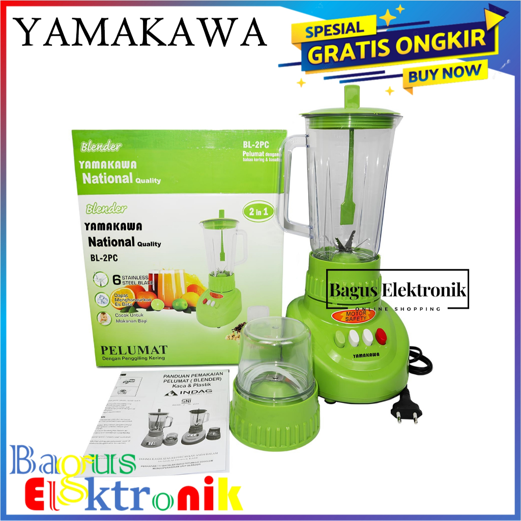 Jual Blender Plastik 1 Liter 2in1 YAMAKAWA BL-2PC Blender 2 Gelas ...