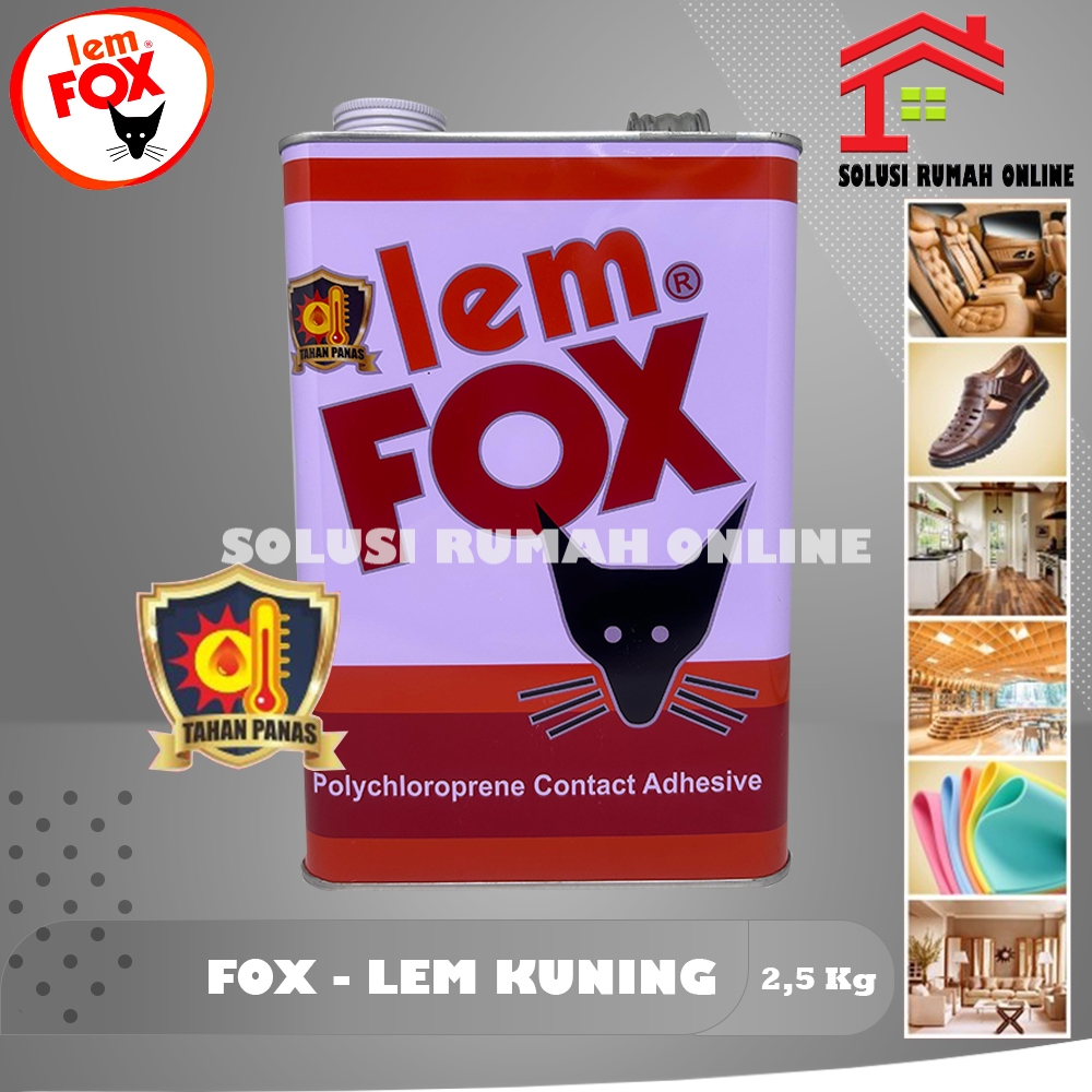 Jual Lem Fox Galon Kuning Serbaguna 2.5 kg / Lem HPL Vinyl Kaleng Merah ...