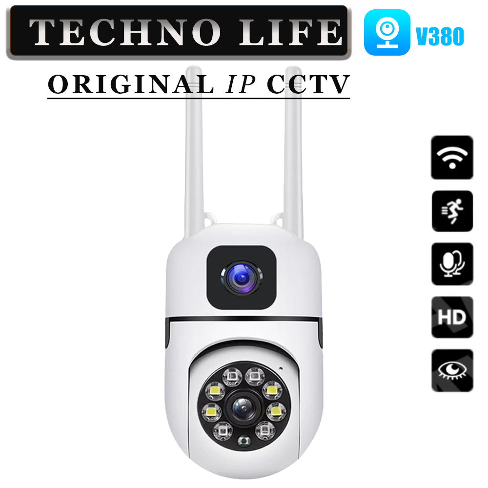 Jual Techno Life V380 Pro CCTV 2 Antena Z2 Dual Lens 8MP + 8MP 1080p IP ...